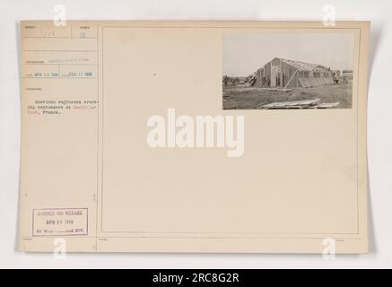 American engineers setting up a cantonment in France. The buildings are ...