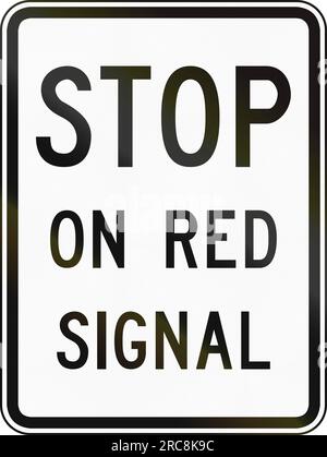 Australian regulatory sign - Stop here on red arrow Stock Photo - Alamy