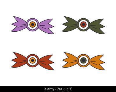 Halloween candy, eyeball, lollipop spiral. Vector illustration on white ...