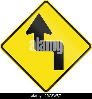 Australian road warning sign - Reverse curve Stock Photo - Alamy