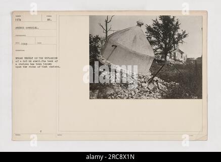 An explosion of a 240 mm shell in a trench near the Marne, showing the ...
