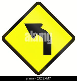 Indonesian road warning sign: Left lane begins or road widens on the ...