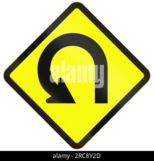 Indonesian road warning sign: 270 degree loop Stock Photo - Alamy