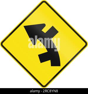 Australian road warning sign - Offset roads intersection in curve ahead ...