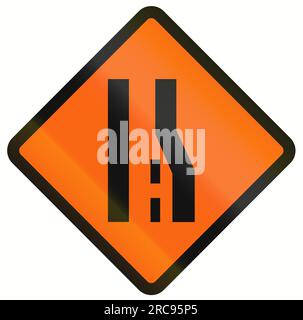 Indonesian road warning sign: Road narrows on the right Stock Photo - Alamy