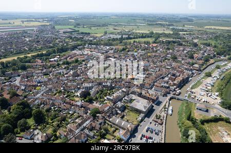 Drone aerial scenery of Sandwich village in Kent United Kingdom. Top ...