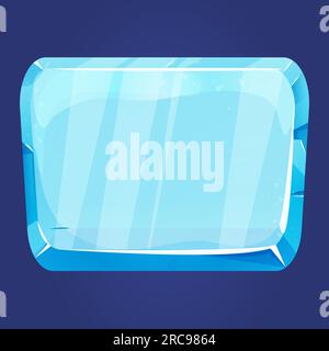 Ice button, frozen frame, level menu in cartoon style isolated on white ...