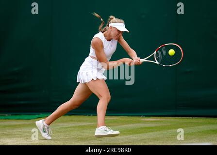 Ena Koike in action against Alina Korneeva in their Girl's Singles ...