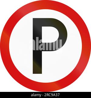 Irish traffic sign: No parking along carriageway Stock Photo - Alamy