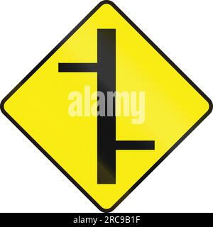 Irish road warning sign - Offset roads intersection ahead Stock Photo ...