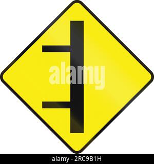 Irish road warning sign - T-Intersection ahead Stock Photo - Alamy