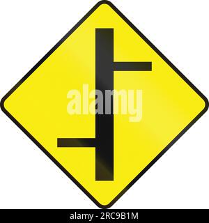 Irish road warning sign - Offset roads intersection ahead Stock Photo ...