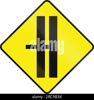 Irish road warning sign - Divided highway intersection ahead Stock ...