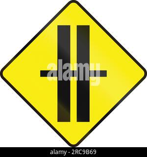 Irish road warning sign - Divided highway intersection ahead Stock ...