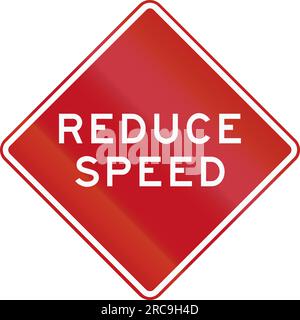 Reduce speed sign Stock Photo - Alamy
