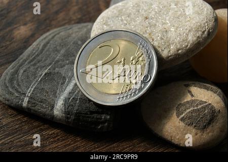 Reverse of new 2 euro coin Stock Photo - Alamy