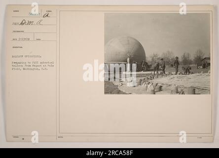 Caquot balloon during military operations at Washington D.C's Polo ...