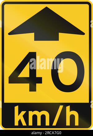 An Canadian warning traffic sign - Advisory speed 60 kmh. This sign is ...