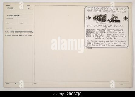 U.S. Army Signal Corps recruiting poster showing a map of the world ...