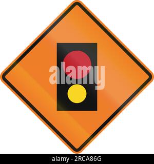 Canadian temporary traffic sign - traffic control person ahead. This ...