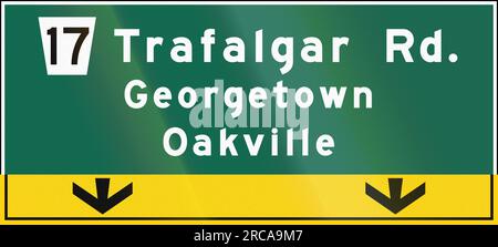 A guide road sign above lane in Ontario, Canada Stock Photo - Alamy