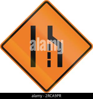 Canadian temporary temporary road warning sign - Left curve ahead. This ...