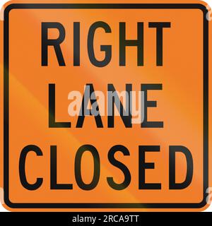 Temporary traffic sign in Canada - Left lane closed. This sign is used ...