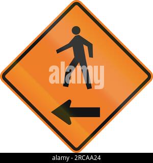 Canadian temporary traffic warning sign - Pedestrians on the right ...