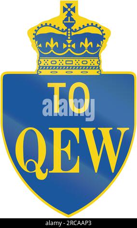 Route shield of the Queen Elisabeth Way in Ontario, Canada Stock Photo ...
