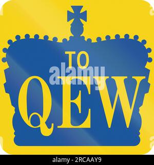 Route shield of the Queen Elisabeth Way in Canada Stock Photo - Alamy