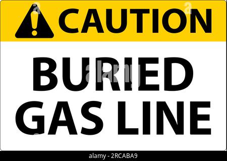 Caution Sign buried gas line On White Background Stock Vector Image ...