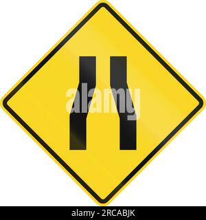 Canadian road warning sign - Narrow bridge. This sign is used in ...