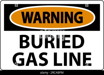 Warning Sign buried gas line On White Background Stock Vector Image ...