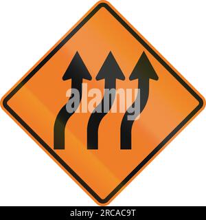 Canadian road warning sign - Three lane reverse curve. This sign is ...