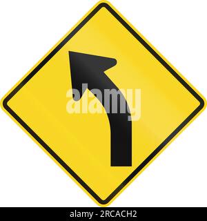 Canadian road warning sign - Left curve ahead. This sign is used in ...