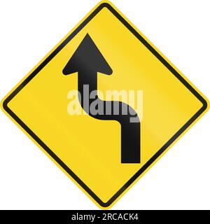 Canadian road warning sign - Reverse curve first to left. This sign is ...