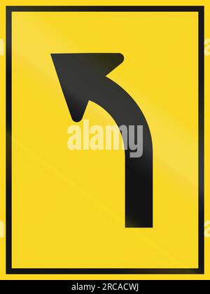 Lane overview sign in Canada - two left turn lanes. This sign is used ...