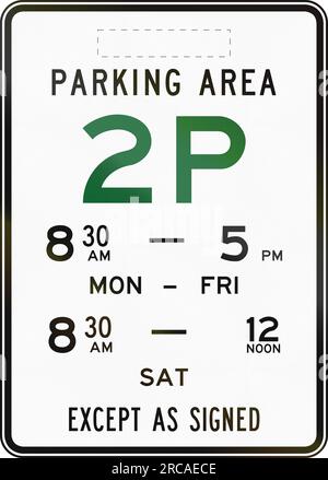 Australian road sign: Parking with time restriction - 2 Hours Stock ...
