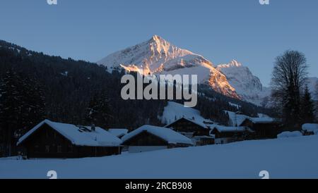 Evening in Feutersoey, village near Gstaad Stock Photo - Alamy