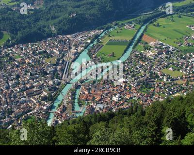 Aerial view over the city of Interlaken in Switzerland Stock Photo - Alamy