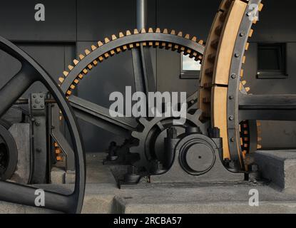 Gigantic old wheels of a cable car Stock Photo - Alamy