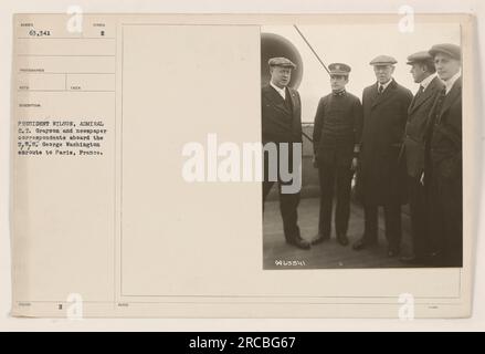 President Wilson, Admiral Grayson, and newspaper correspondents are ...