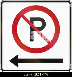 Canadian regulatory sign - no left turn. This sign is used in Quebec ...