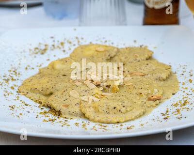 Delicious Creamy Ravioli Served in an Elegant Restaurant Setting Stock ...