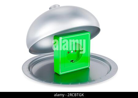 Restaurant cloche with electrical socket, 3D rendering isolated on ...