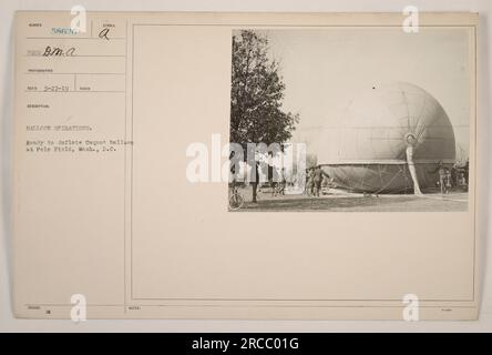 Caquot balloon during military operations at Washington D.C's Polo ...