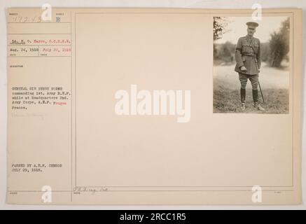 General Sir Henry Horne, Commanding 1st British Army, is seen with ...