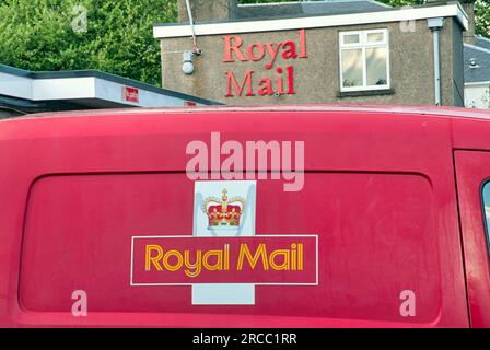 royal mail delivery van glasgow logo red car parked cctv warning ...