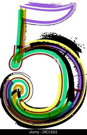 art sketched number symbols fonts, vector illustration Stock Vector ...