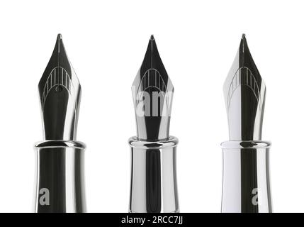 Collage with fountain pens on white background Stock Photo - Alamy